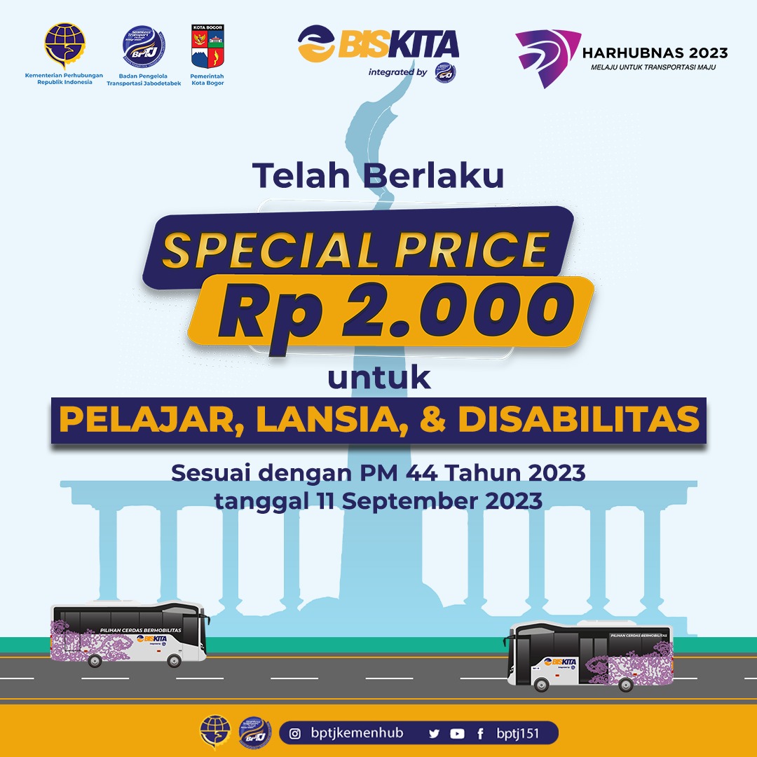 Tarif Biskita Trans Pakuan Untuk Pelajar, Lansia, dan Disabilitas Rp 2. ...